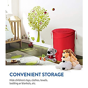 Art Moon Peppy Pop-up Foldable Laundry Hamper Polyester 57L D13.5 H20, Red