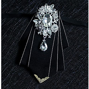 MOHSILY Vintage Crystal Bow Tie Adjustable Black Bow Tie for Men Wedding Party Bowtie