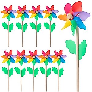 Mr. Pen- Rainbow Flower Pinwheels, 10 Pack, Pinwheels for Yard and Garden, Pinwheels for Kids, Wind Pinwheel, Flower Wind Spinners, Garden Pinwheels Spinners, Yard Pinwheels, Rainbow Party Favors