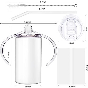 Vermida Sublimation Sippy Cup Blank with Handle, 12oz Stainless steel Sippy Cups, Kids Cups with Straws and Lids Spill Proof Double Wall Vacuum Cups for Children(2 Pack)