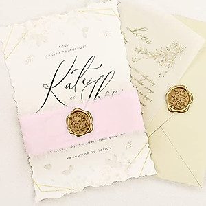 Socomi Blushing Pink Handmade Fringe Chiffon Silk Ribbon 1-3/4" x 7Yd 4 Rolls Frayed Ribbons for Wedding Invitations Bridal Bouquets Gift Wrapping