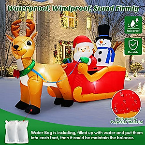 6.6FT Long Christmas Inflatables Santa Claus on Sleigh with Snowman and Reindeer Outdoor Decorations, Giant Blow Up Yard Décor Build in LEDs & Tethers Stakes for Holiday Xmas Indoor Patio Lawn