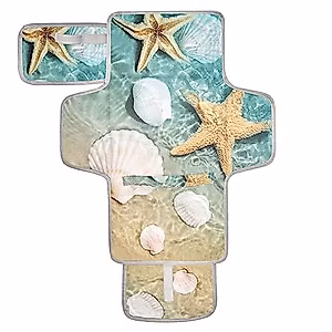 Sea Shell Starfish Portable Baby Changing Pad Diaper Changing Table Pad Foldable Waterproof Travel Changing Station with Built-in Pillow for Baby Gifts Stuff Newborn