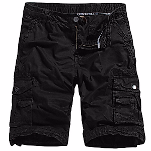 Mens Work Cargo Shorts Stretch Waistband Mens Golf Shorts 6 Inch Inseam Regular Fit Elastic Waist Multi Pockets Cargo Shorts Ultimate Comfort Linen Shorts Mens Workout Shorts With Liner Black M