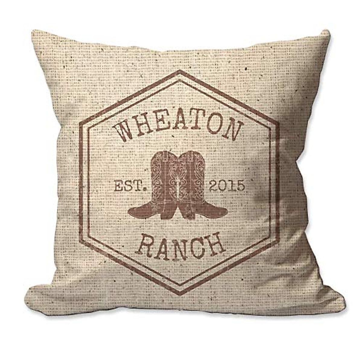 Pattern Pop Personalized Rustic Ranch Textured Linen Throw Pillow Cover - 17X17 Throw Pillow Cover (NO Insert) - Decorative Throw Pillow Cover