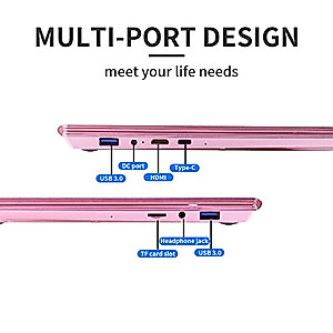 [Win 11 & MS Office 2019] 15.6’’ High-Speed Celeron N5105 Quad Core Processor Laptop Full HD IPS Screen 16GB RAM 512GB SSD Notebook 180°Opening and Closing Dual Band WiFi(16G+512GB SSD, Rose Gold)