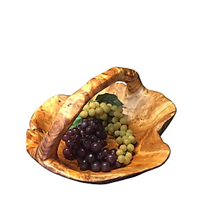 Live Edge Wood Basket with Handle (Large 14-15")