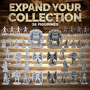 Path Gaming 38 Miniatures Fantasy Tabletop RPG Figures for Dungeons and Dragons, Pathfinder Roleplaying Games. 28MM Scaled Miniatures, 10 Unique Designs, Bulk Unpainted, Great for D&D/DND