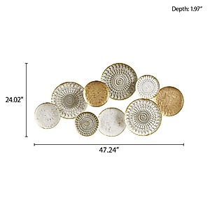 Madsion Park Wall Art Living Room Décor Legion Metal Plates Carving, Home Accent Modern Inspired Dining, Bathroom Decoration Ready to Hang Panel for Bedroom, 47.24" W x 24.02" H, Multi