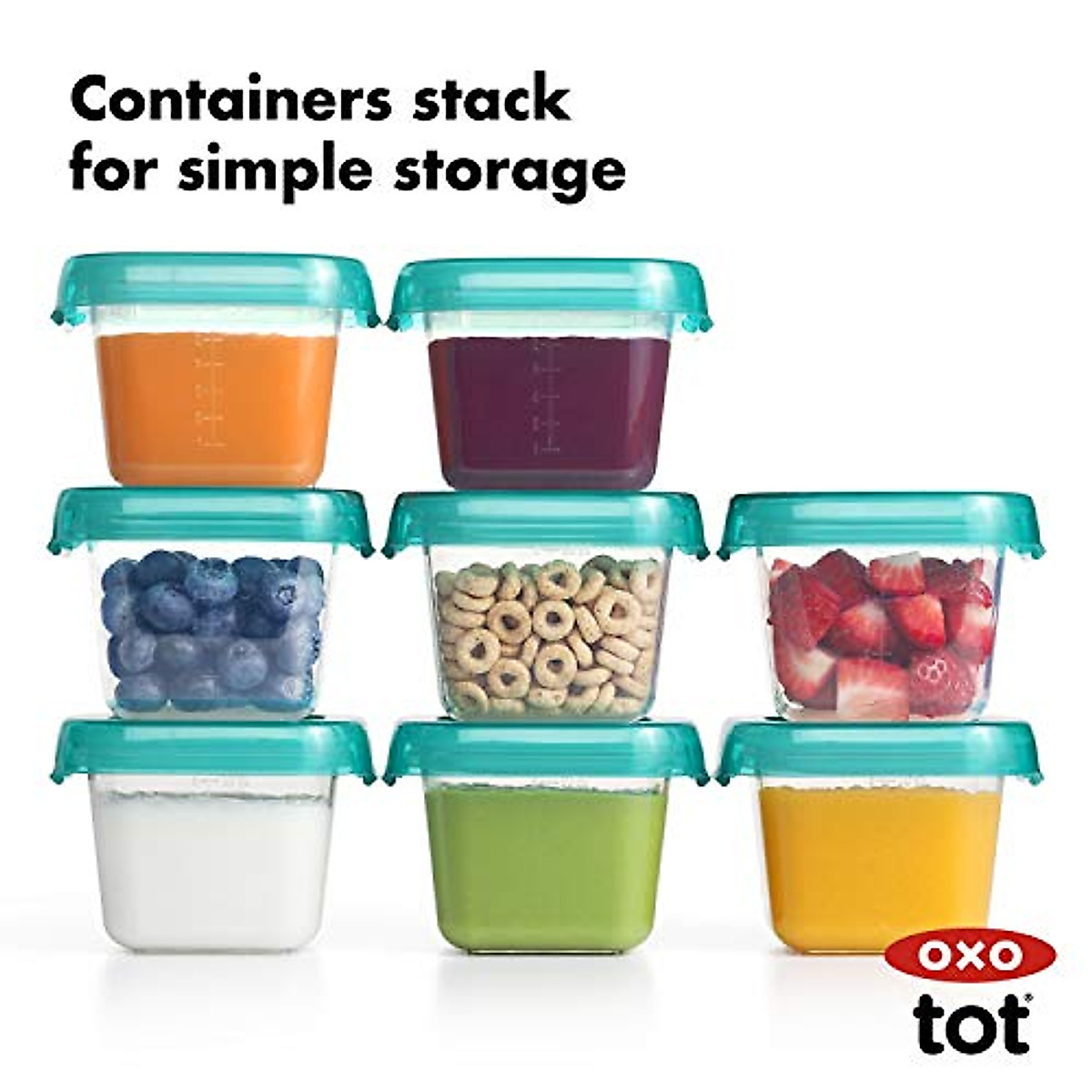 OXO Tot Baby Blocks Freezer Storage Containers 2 Oz - Teal