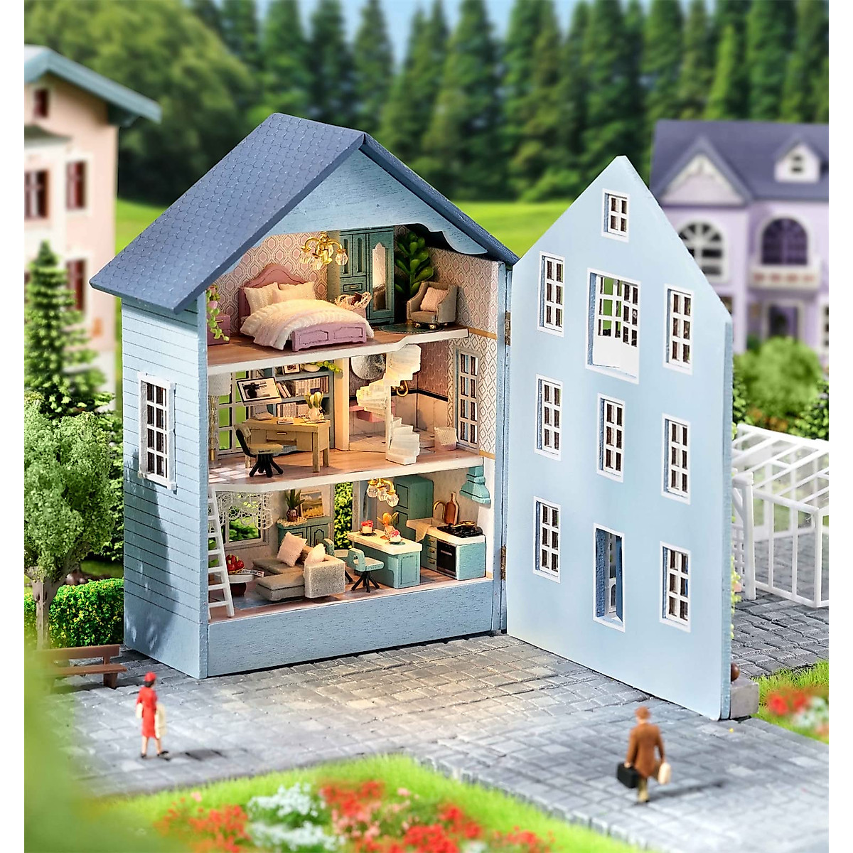 Flever Dollhouse Miniature DIY House Kit Creative Room with Furniture for Romantic Valentine's Gift (Molan House)