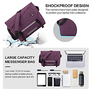 OIWAS Messenger Bag for Women, 14 Inch Laptop Crossbody Bags Men Casual Satchel Shoulder Bag College Travel Office Briefcase