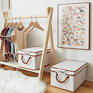 LoforHoney Home Bundle- Storage Bins with Cotton Rope Handles Large Beige 4-Pack, Storage Bins with Lids Large Beige 2-Pack