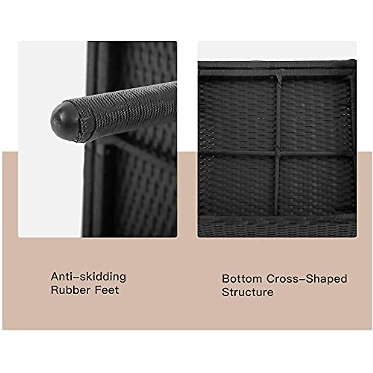 FDW Patio Furniture 4 Pieces Outdoor Indoor Use Rattan Chairs Wicker Patio Loveseats Conversation Sets with Table and Beige Cushions for Backyard Lawn Porch Garden Balcony,Black