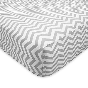 TL Care 100% Cotton Flannel Fitted Crib Sheet, Gray Zigzag, for Boys and Girls