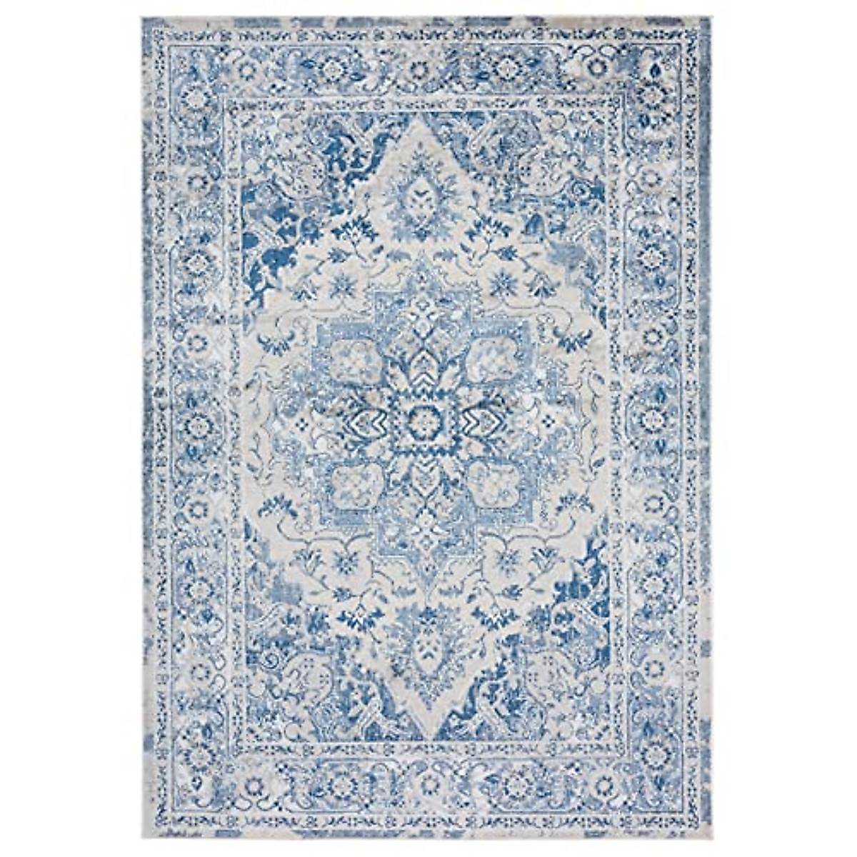 Safavieh Brentwood Collection Area Rug - 5'3" x 7'6", Blue & Ivory, Oriental Medallion Design, Non-Shedding & Easy Care, Ideal for High Traffic Areas in Living Room, Bedroom (BNT837M)