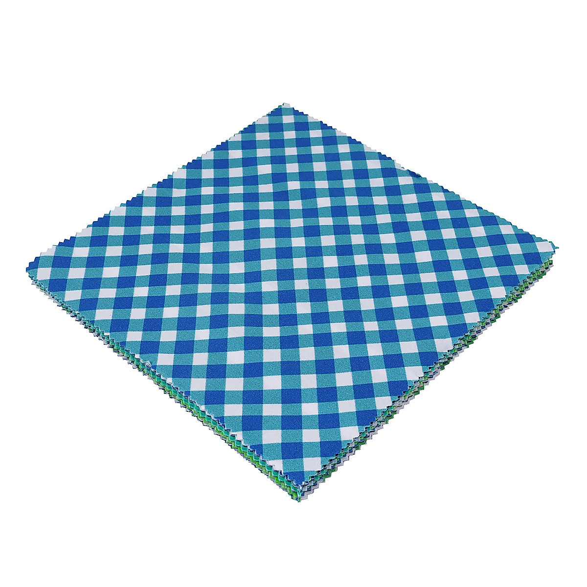 Soimoi Precut 10-inch Check Prints Cotton Fabric Bundle Quilting Squares Charm Pack DIY Patchwork Sewing Craft- Blue & Sea Green