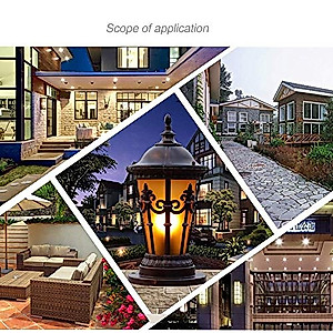 ZMY Industrial Glass Garden Courtyard Pillar Light Villa Home Decorative Waterproof Column Lantern Aluminum Metal Post Lighting Vintage Outdoor Retro Pathway Fixture E27 Edison