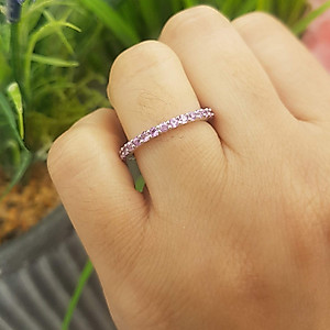 Dazzlingrock Collection 14K Round Pink Sapphire Ladies Eternity Wedding Band 1 CT, White Gold, Size 6