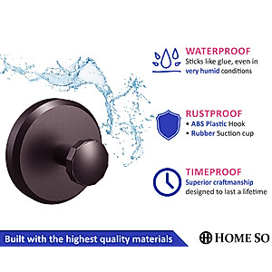 HOME SO Suction Cup Hooks for Shower Bathroom Kitchen Glass Door Mirror Tile, Diamond Collection - Removable Hook Hanger for Towel, Bath Robe, Coat, Loofah - Diamond Bronze (2-Pack)