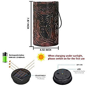 Esgarden Solar Lantern Bronze Owl Outdoor Light Solar Hanging Lanterns Retro Metal Solar Lantern with Handle Garden Decor Table Lights for Patio Yard Pathway (7.9 inch) (owl)