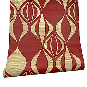 Yifely Red Geometric Design Furniture Paper Self-Adhesive Shelf Liner Dresser Drawer Sticker 17.7 Inch by 9.8 Feet