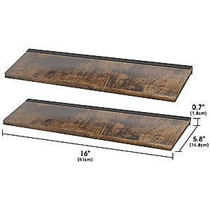 DELFOY Rustic Wood 16 Inch Floating Shelves- Set of 2 Farmhouse Home Decor Wall Mounted Hanging Ledge Shelf for Living Room, Bedroom, Kitchen Bathroom