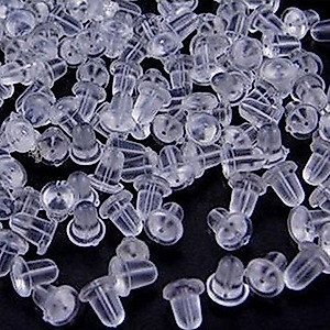 S5E5X 100pcs Clear Soft Earring Hook Bullet Safety Stopper Earnut Silicone Rubber Back Safe Tool (A)