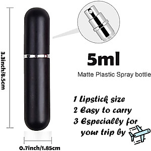 Perfume Travel Refillable,5ML Perfume Atomisers,3 Pcs Mini Portable Spray Bottles,Round Tube Perfume Bottles Set with 1 Flat Separated Tool,for Home Business Trip Travel(Black+Blue+Champagne)(4pcs)