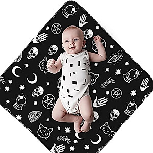 Halloween Goth Skull Baby Stuff Swaddle Blanket Gothic Soft Newborn Wrap Baby Swaddling Blanket Cover Baby Throw Receiving Blankets Silky Breathable Stretchy Gifts for Boys Girls Infant Shower