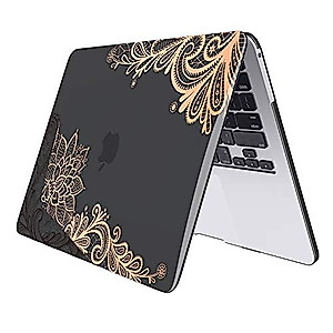 SDH for MacBook Air 13-inch 2020 Protective case, MacBook Air 13-inch A2337 M1 A2179 A1932 with Retina, New Technology Bronzing Laptop case and Keyboard Cover, black Rose Gold lace 1