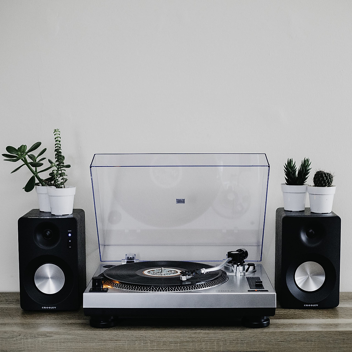 Crosley C100A-SI Belt-Drive Turntable Record Player with Adjustable Counterweight, Silver