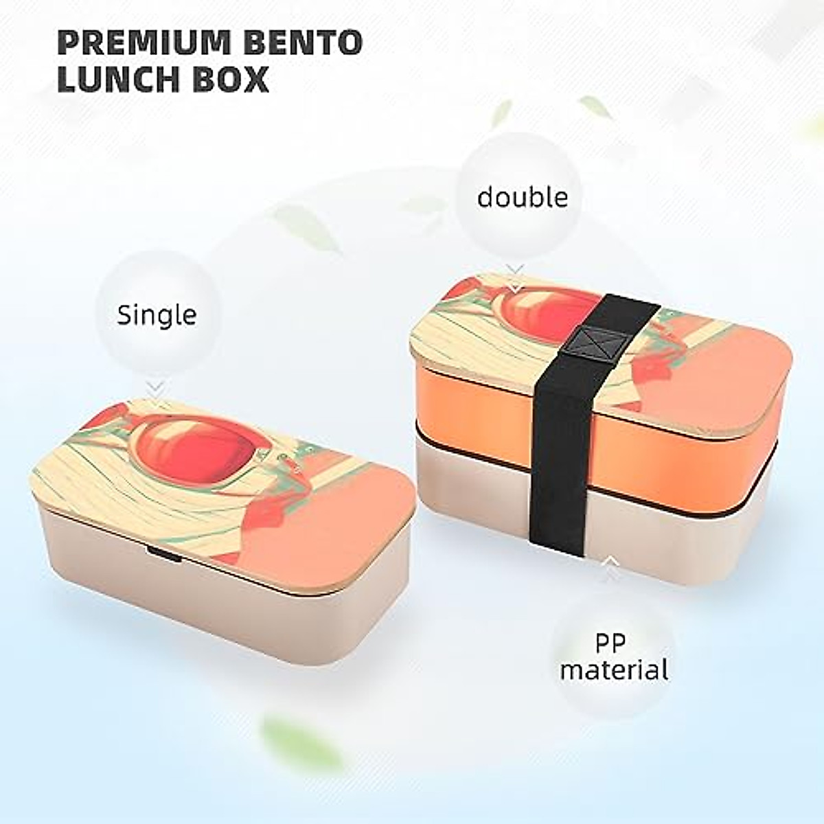Retro Abstract Shades Adult Lunch Box, Bento Box, With Cutlery Set Of 3, 2 Compartments, Rectangular, Lunch Box For Adults