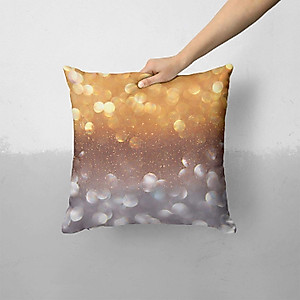iiRov Unfocused Silver and Gold =Glowing Orbs of Light - Custom Decorative Home Decor Indoor or Outdoor Throw Pillow Cover for Sofa, Bed or Couch Cushion (Pillow CASE Cover ONLY)