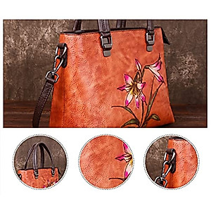 YDXNY Women's Vintage Floral Handbag Ladies Large Capacity Shopping Messenger Bag Tote Bag (Color : E, Size