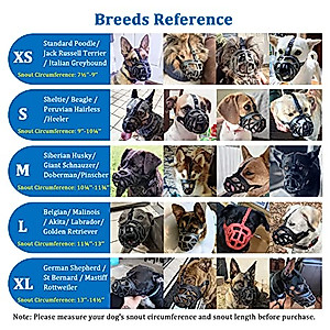 Dog Muzzle, Breathable Basket Muzzles for Small, Medium, Large and X-Large Dogs, Stop Biting, Barking and Chewing, Best for Aggressive Dogs (Large, Black)