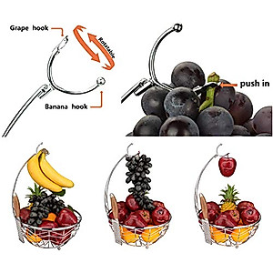 ROSYLINE Fruit Basket Banana holder, Elegant Fruit Bowl with Banana Tree Hanger (Chrome Finish)
