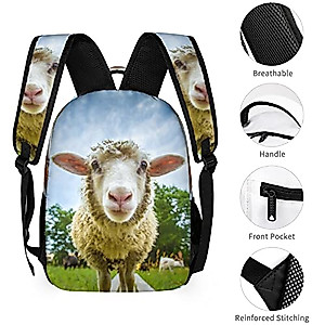 Niapessel Kids Backpack for School, Cute Sheep Pattern Students Bookbags School Bags Girls Boys