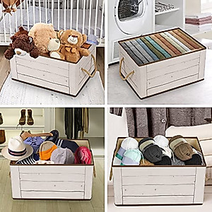 Livememory Storage Bins with Lids - 4 Pack, Decorative Storage Boxes with Lids and Handles