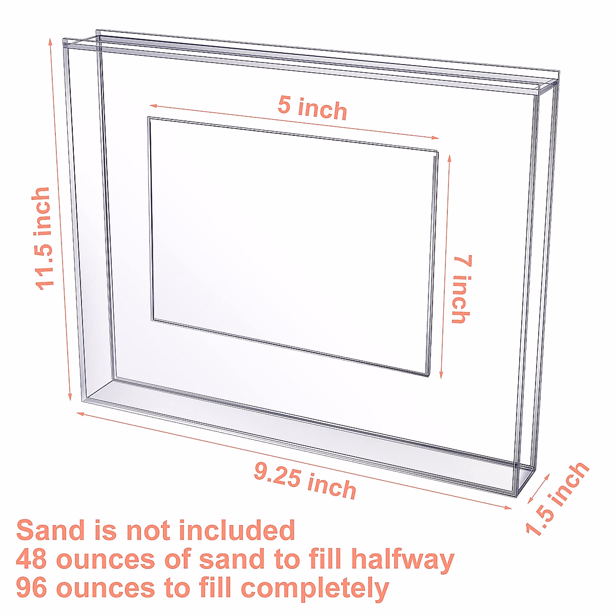 Queekay Wedding Unity Sand Ceremony Photo Frame Clear Acrylic Sand Ceremony Shadow Box with Picture Frame for Wedding Decorations Home Decor Keepsake (Classic Style)