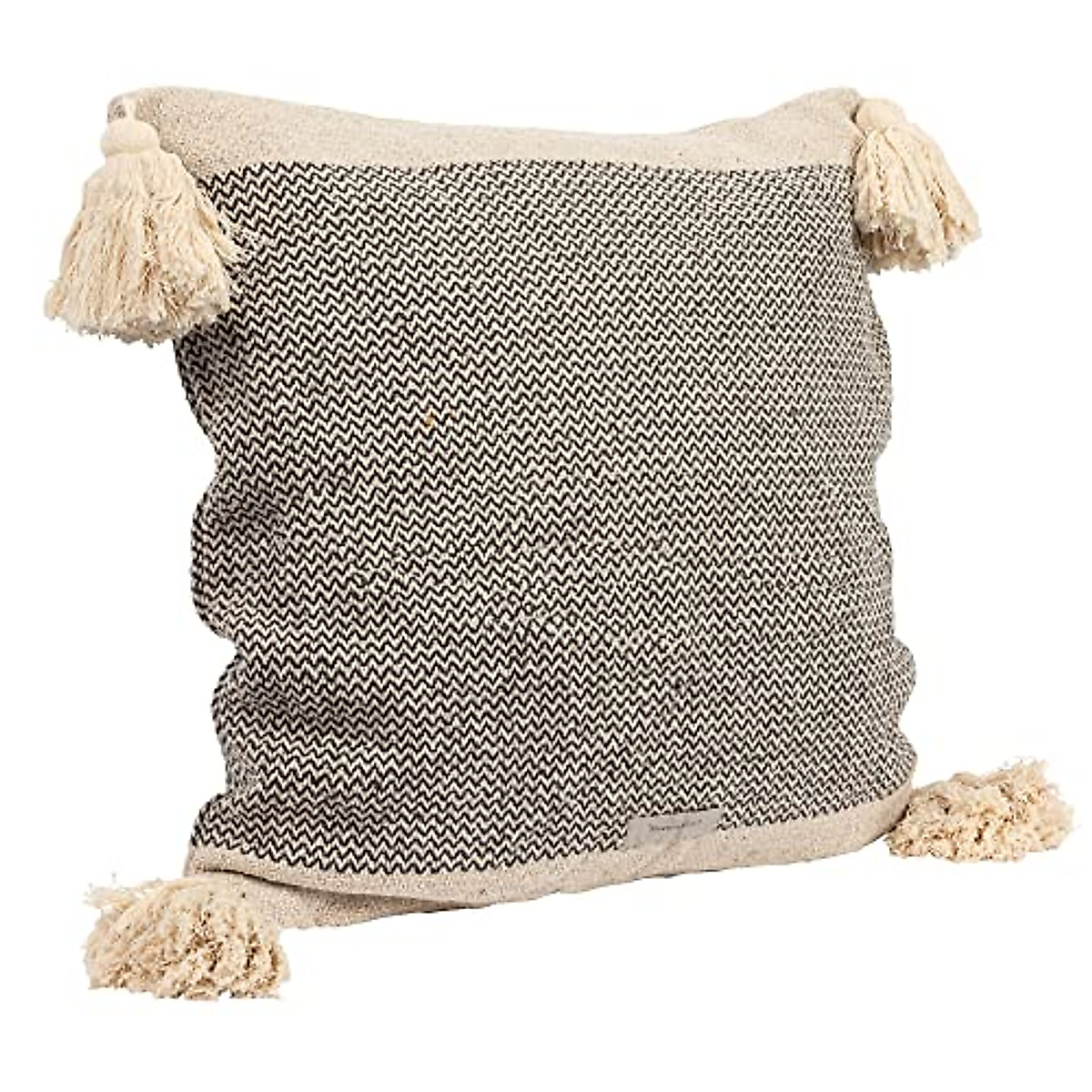 Bloomingville Recycled Cotton Blend Pillow with Tassels, Grey