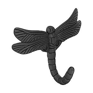 CLISPEED Vintage Decor Coat Hooks Dragonfly Wall Hooks Iron Coat Hooks Towel Hanger Clothes Hat Holder Dragonfly Wall Decors for Kitchen Bathroom Bedroom Black Key Hooks Outdoor Decor