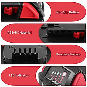2 Pack 6.0Ah Replacement for Milwaukee 18V Battery Compatible with Milwaukee 18 Volt XC 48-11-1820 48-11-1850 48-11-1815 48-11-1852 48-11-1822 48-11-1828 48-11-10 48-11-1811 48-11-1840