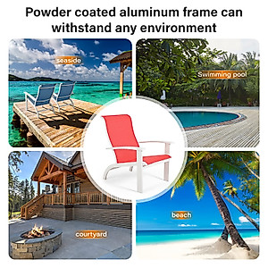 Anmutig Aluminum Adirondack Chair Deep Seating Patio Lounge Chair, Outdoor Club Chair Weather Resistant, Fire Pit Chair for Patio Porch Garden Backyard Deck (Red)