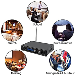 Retekess TR510 FM Transmitter, Long Range FM Broadcast Transmitter with Dual Mic, 3 Preset Stations, FM Radio Station for Church Parking Lot,Drive in Movie,Support USB Drive and RCA Inputs