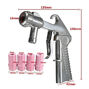 Sand Blaster Gun Kit, Air Siphon Sandblasting Sandblaster Feed Blast Gun Kit for Sandblast Blast Cabinet with Ceramic Nozzles