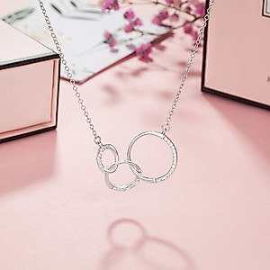 Generations Necklace for Grandma Gift - Sterling Silver Infinity 3 Circle CZ Necklace Mom Granddaughter Grandson Mothers Day Jewelry Birthday Gifts
