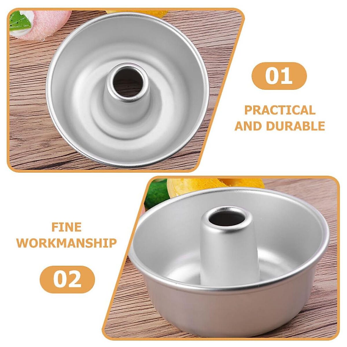 Yardwe Tube Pans for Baking Mini Angel Food Cake Pan, 4 inch Round Chiffon Cake Mold Aluminum Tube Pan Baking Cake Mould Donuts Molds