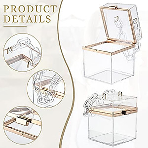 4 Pcs Women Clear Purse Acrylic Clear Clutch Bag Square Jelly Evening Bag with 2 Pcs Removable Gold Chain Strap Vintage Clear Cross Body Bag Transparent Cute Clutch Purse for Dinner Party Wedding