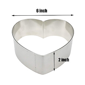 Sydien 1PC 6-inch Stainless Steel Mousse Cake Mould Heart Shaped Cake Ring DIY Baking Tools For Baking Cake, Tiramisu, Mousse & Cutting Biscuits